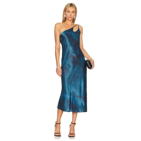 Rails | Dresses | Rails Bias Cut Satin Midi Dress One Shoulder Cutout ...